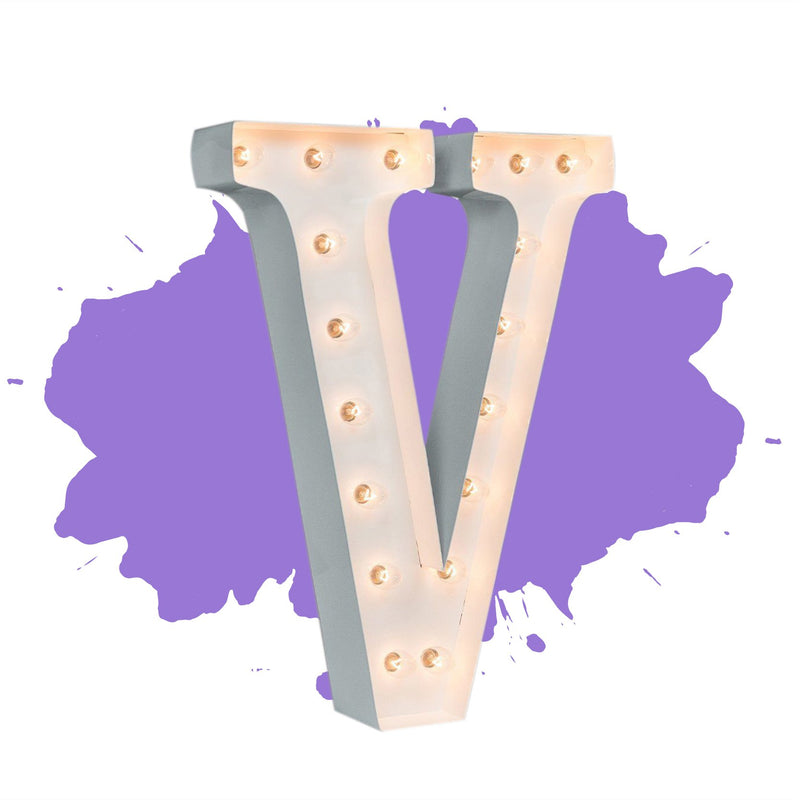 24” Letter V Lighted Vintage Marquee Letters (Modern Font/Rustic) - Buy ...