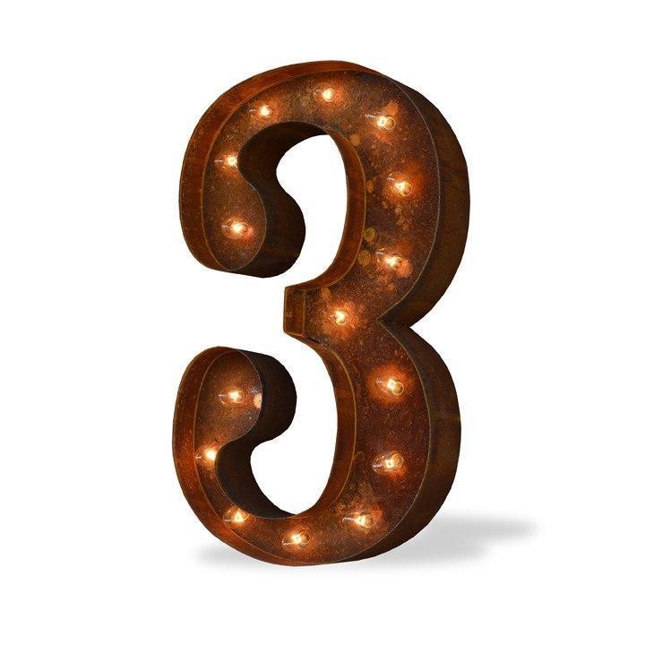 36" Number 3 (Three) Sign Vintage Marquee Lights - Buy Marquee Lights ...
