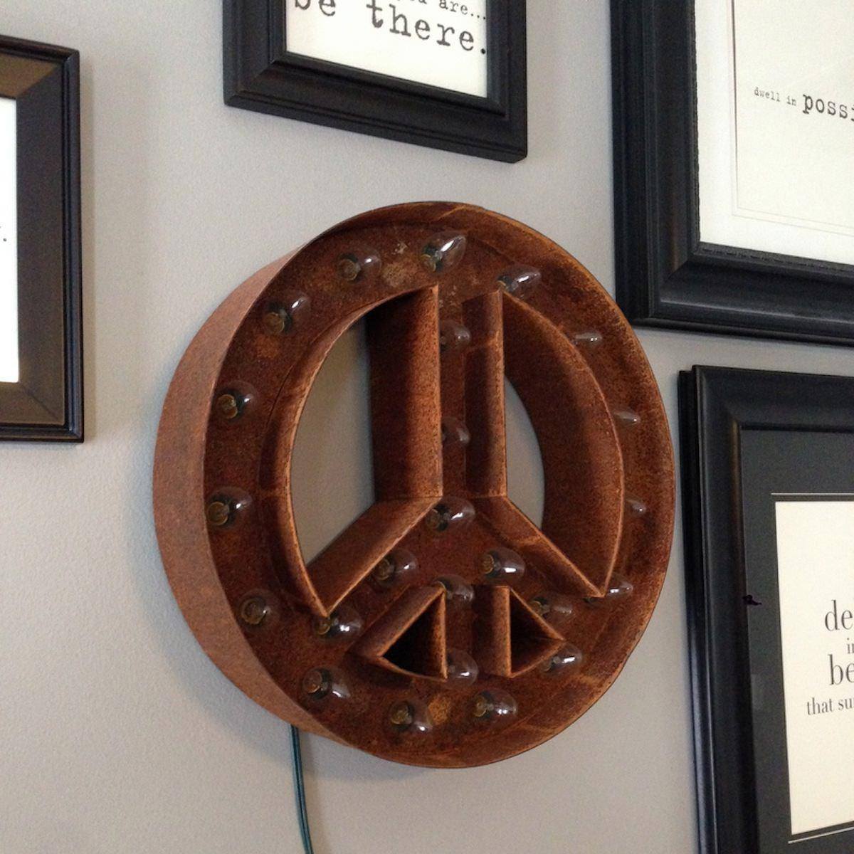 12” Small Peace Sign Vintage Marquee Sign with Lights - Buy Marquee ...
