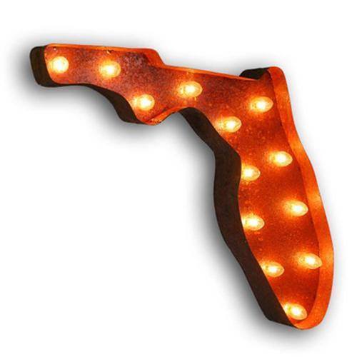 24” Florida Vintage Marquee Lights Sign (Rustic) - Buy Marquee Lights ...