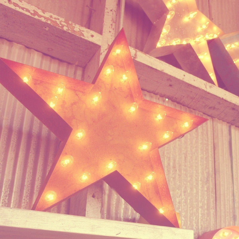 24” Star Vintage Marquee Lights Sign (Rustic) - Buy Marquee Lights ...