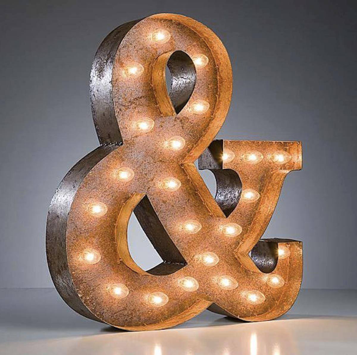 36” Large Ampersand “&” Vintage Marquee Sign with Lights (Rustic) - Buy ...