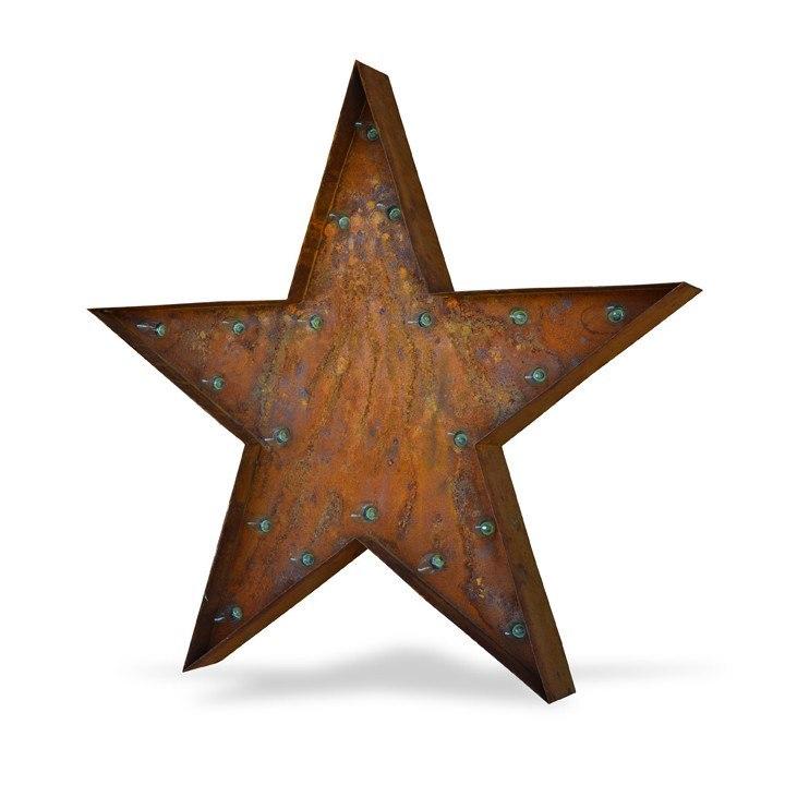36” Large Star Vintage Marquee Sign with Lights (Rustic) - Buy Marquee ...